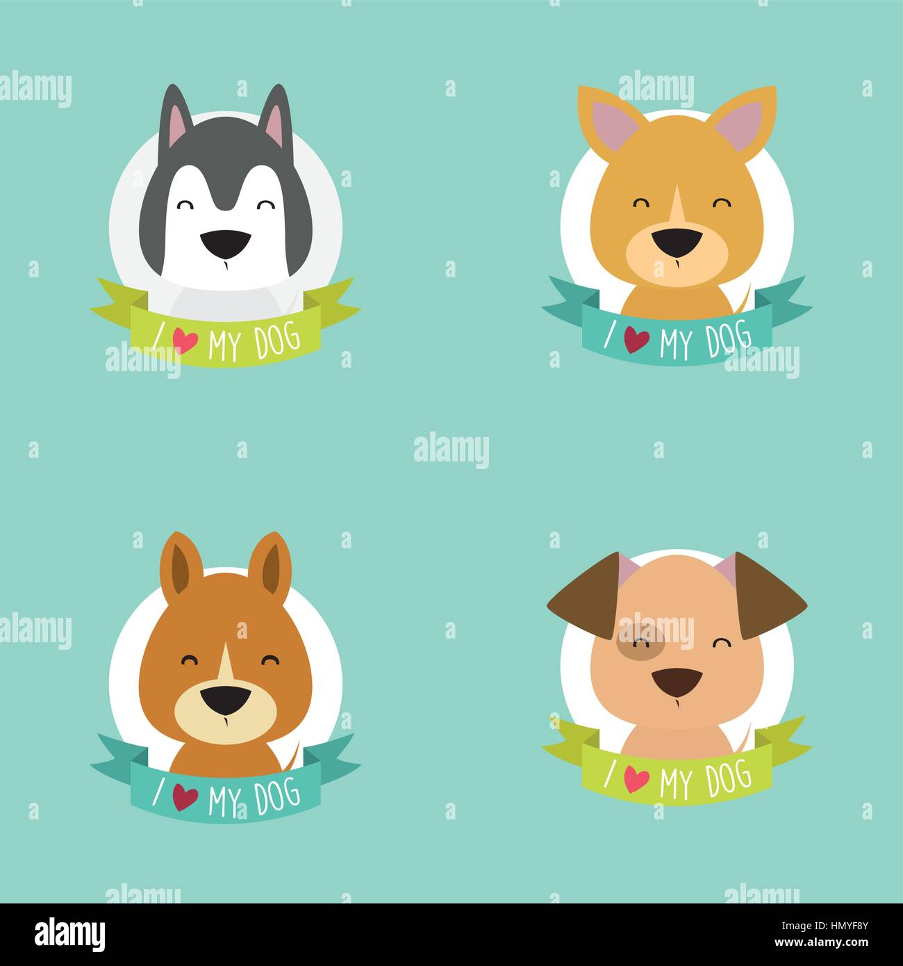 Cute Cartoon dogs Stock Vector Image & Art - Alamy