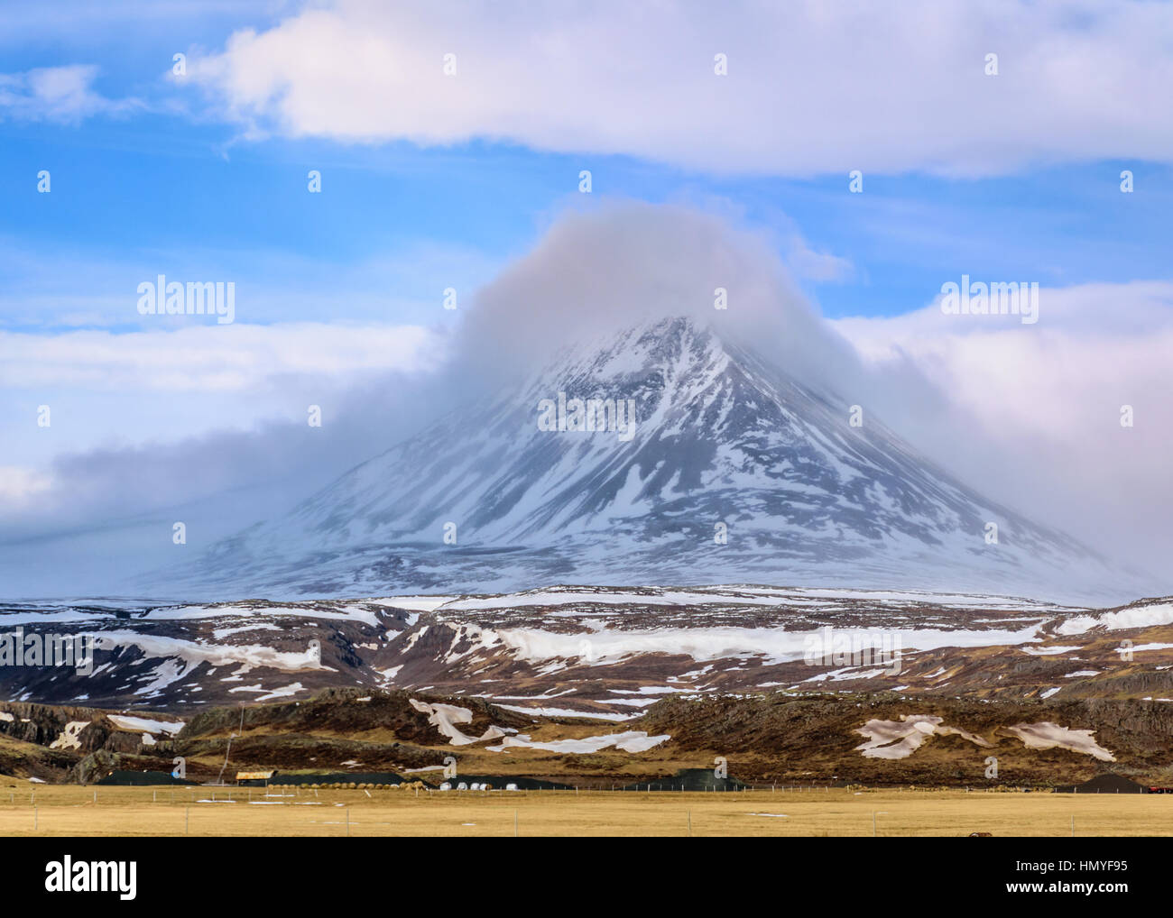 Cloud Shrouded Volcano Stock Photo - Alamy