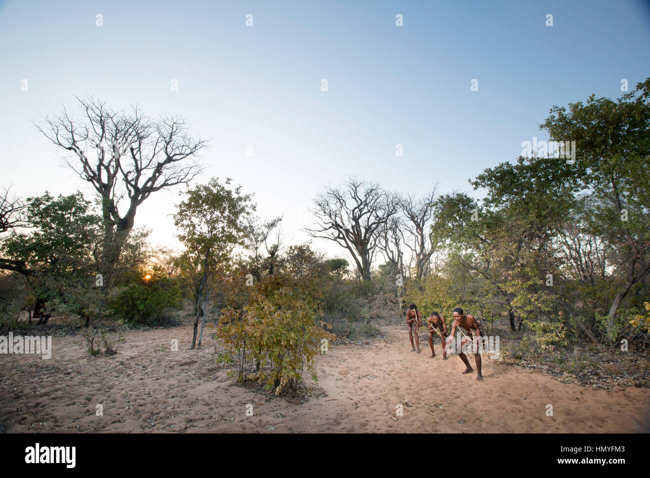 San bushmen hunting in the east of Namibia Stock Photo - Alamy