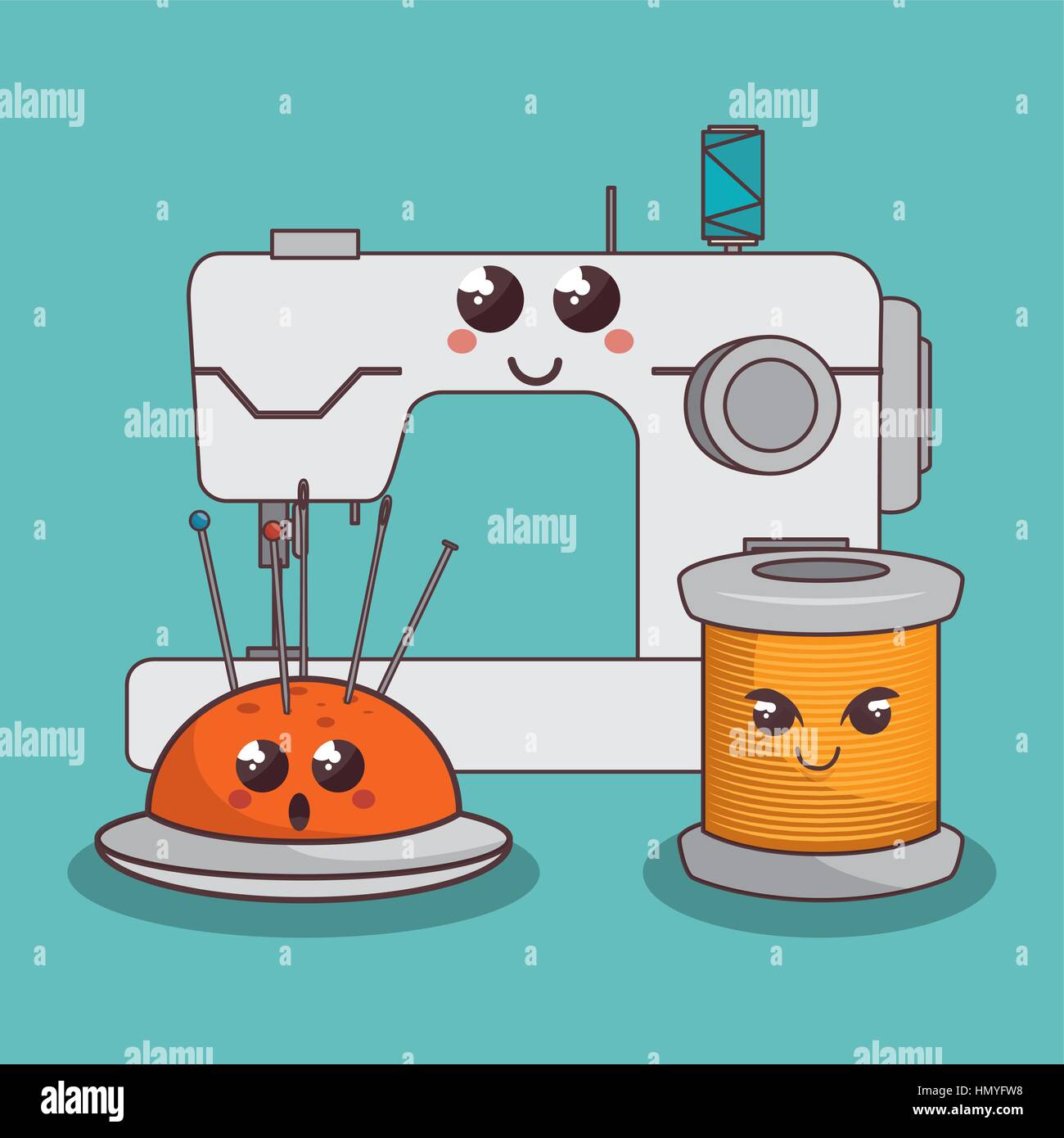 Sewing elements funny characters vector illustration design Stock ...