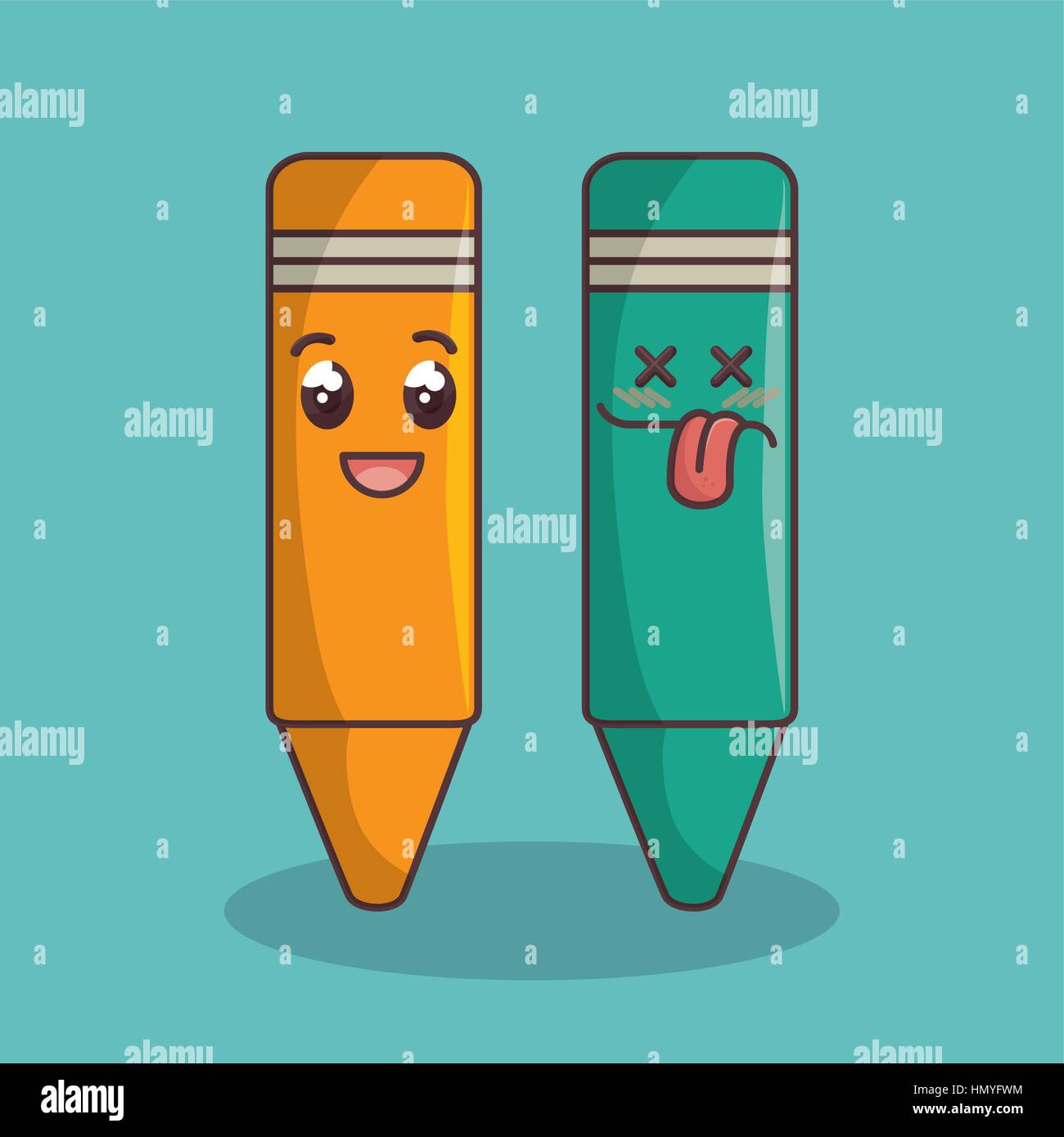 crayons colors funny character vector illustration design Stock Vector ...