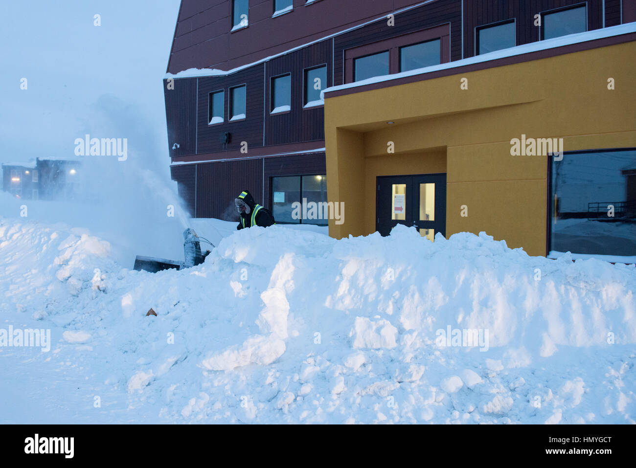 Snow removal Northern QuebecSnowplowing Stock Photo - Alamy