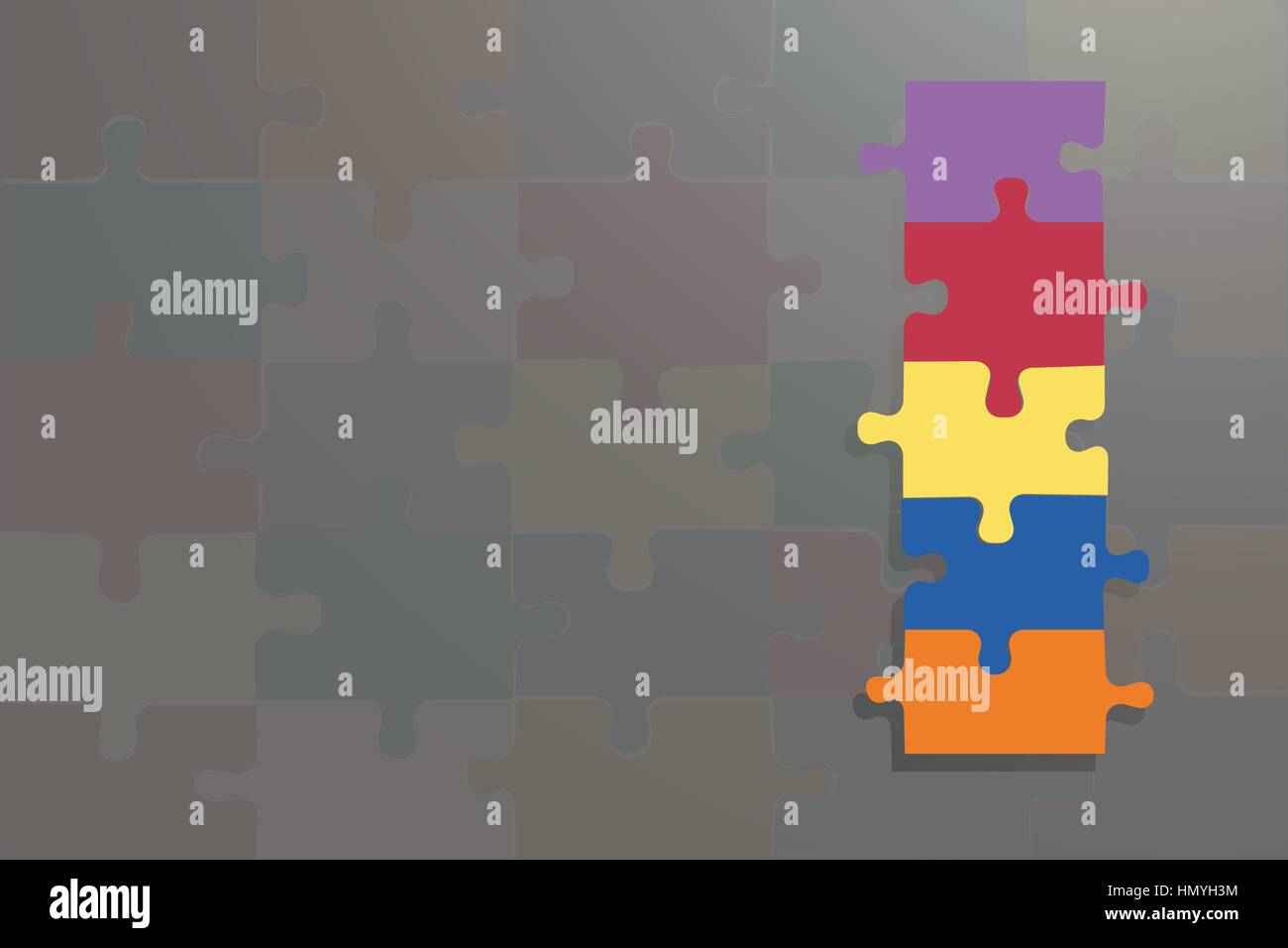 Colorful puzzle pieces are on the right side of the vector Stock Vector ...