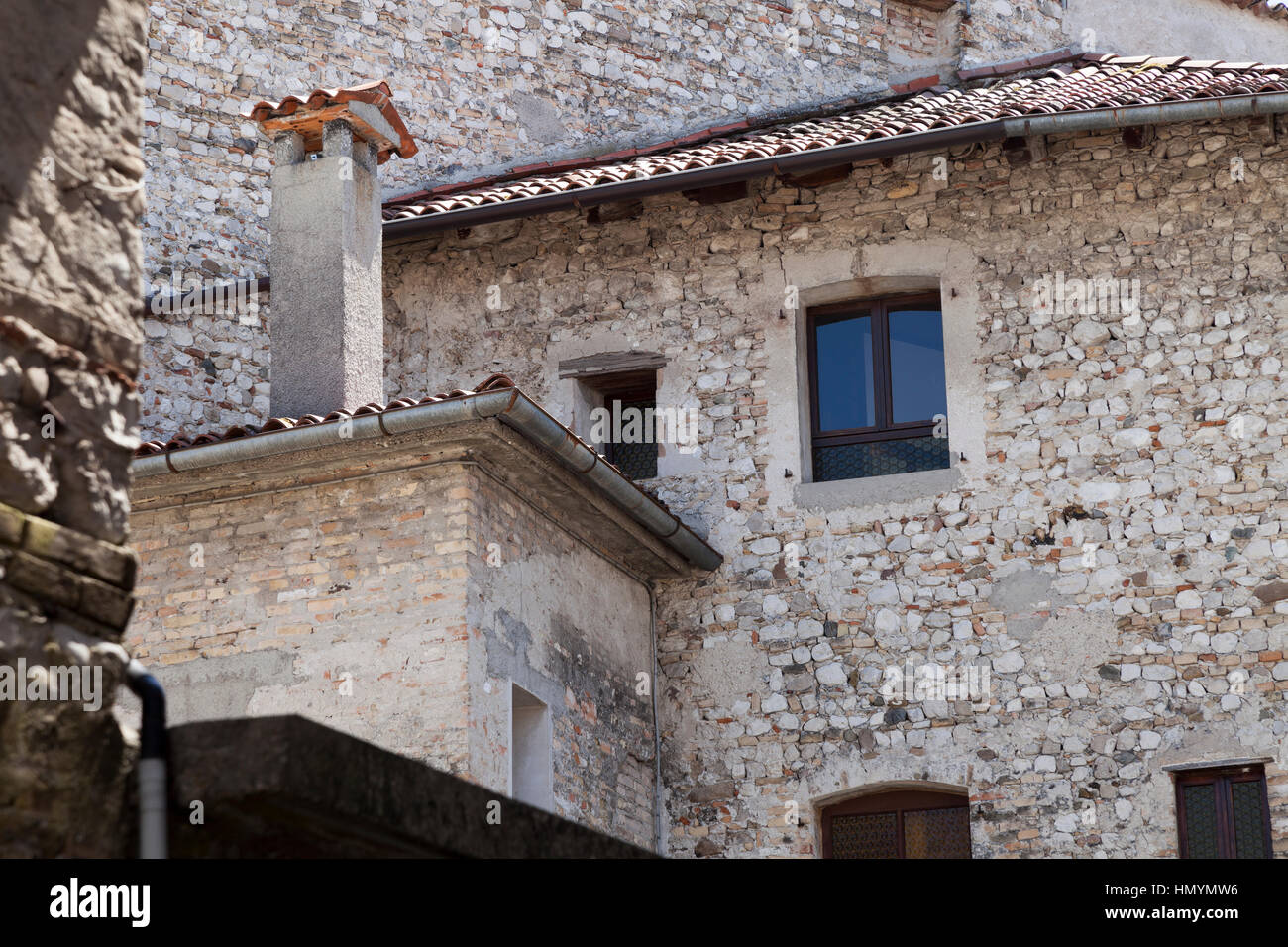 The stones of the houses of Valvasone Stock Photo - Alamy