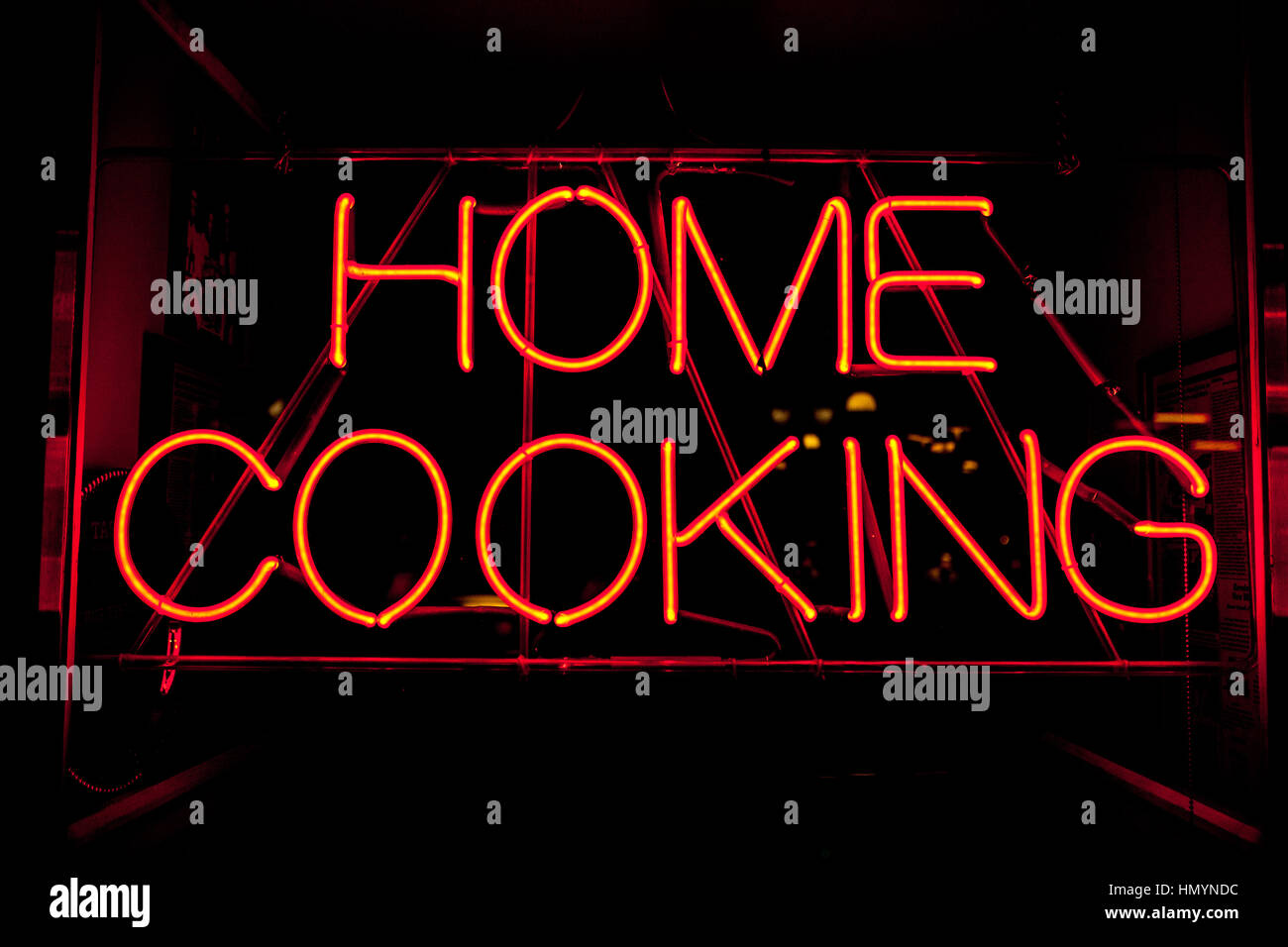 Home cooking neon sign Stock Photo - Alamy