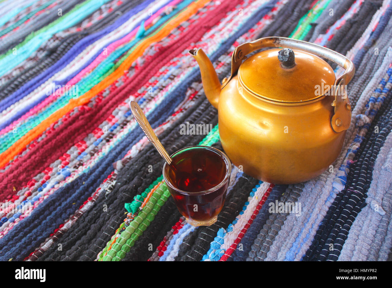 Artistic Bedouin Tea with Sugar and with Artistic Background in Ras ...
