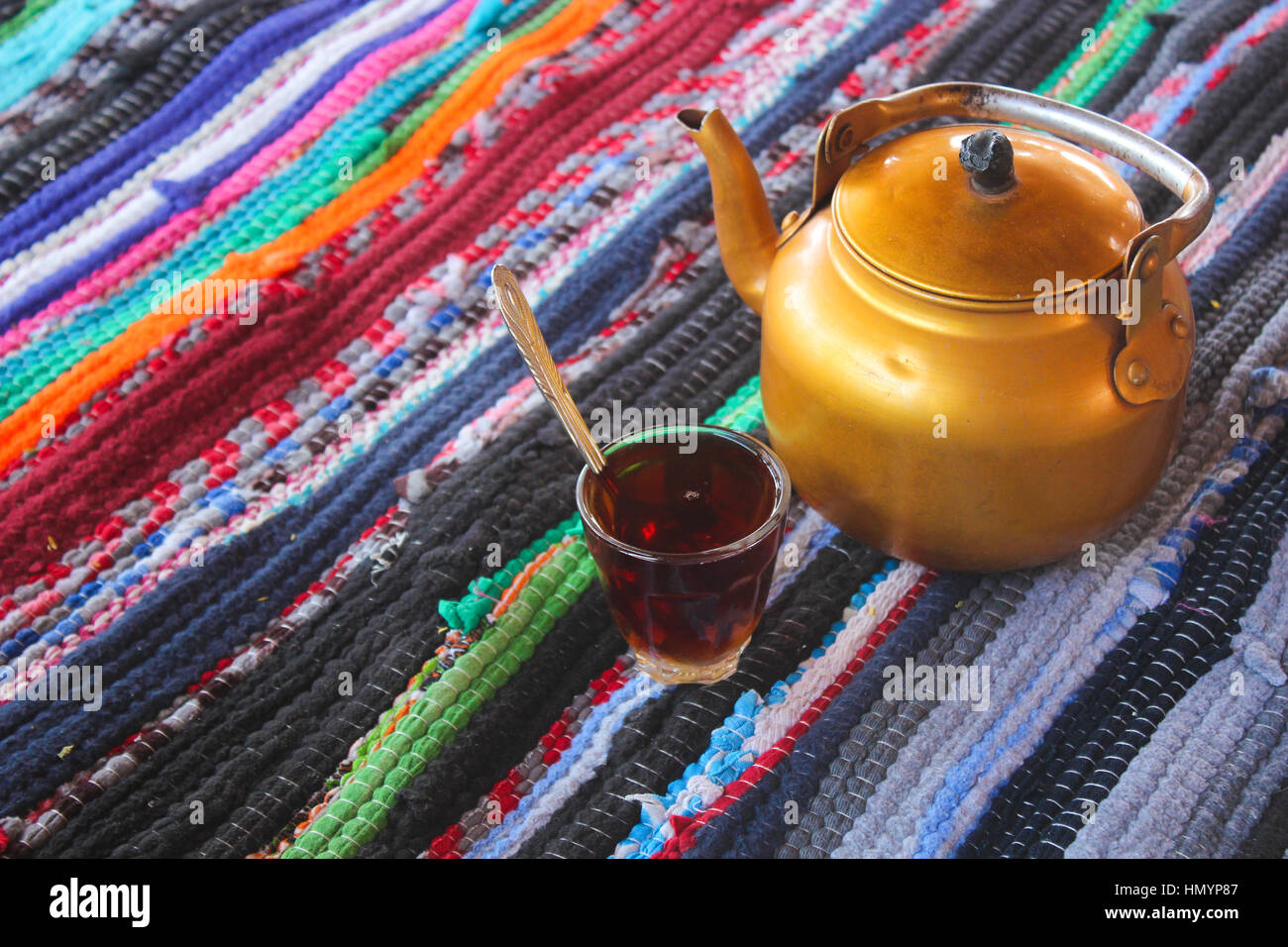 Artistic Bedouin Tea with Sugar and with Artistic Background in Ras ...