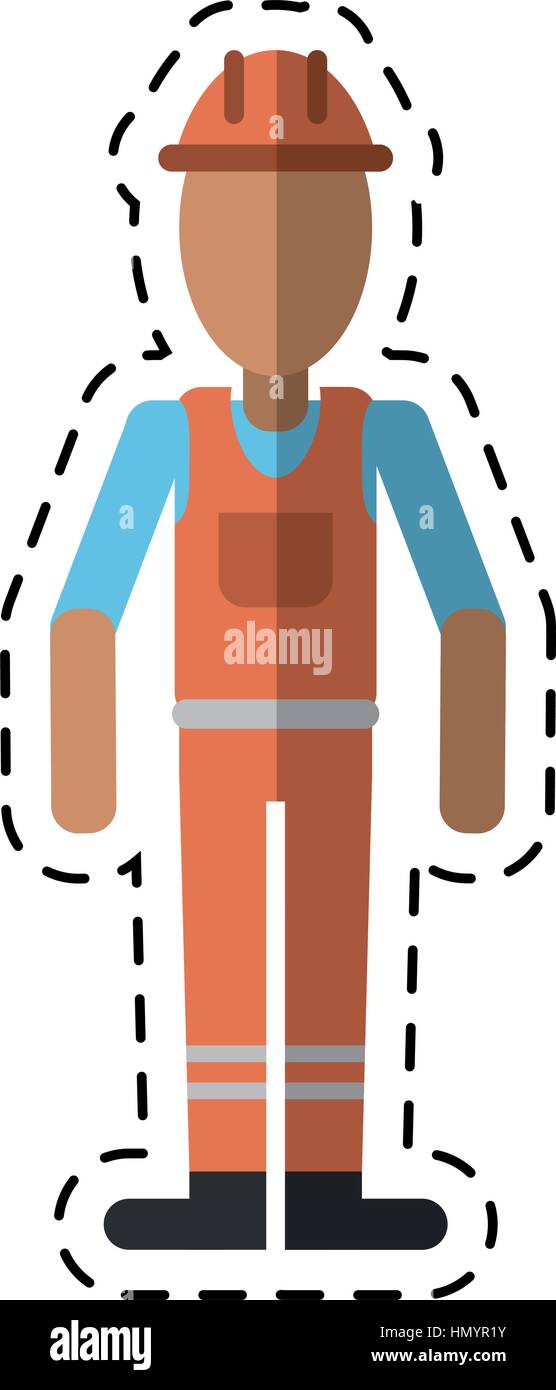 man with helmet uniform work professional contractor-dot line Stock ...