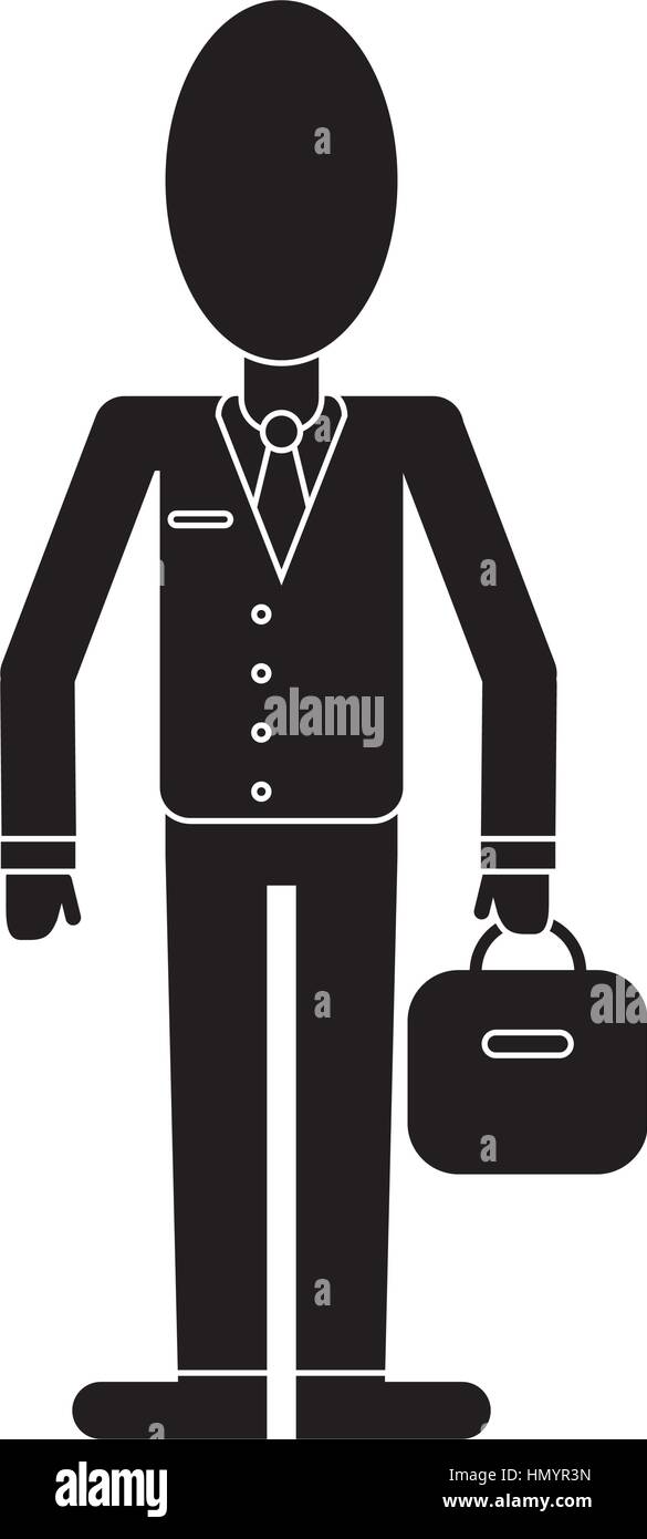 business man suit necktie and portfolio pictogram Stock Vector Image ...