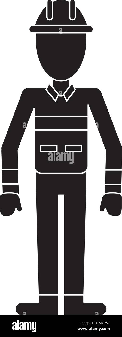 construction man helmet uniform pictogram Stock Vector Image & Art - Alamy