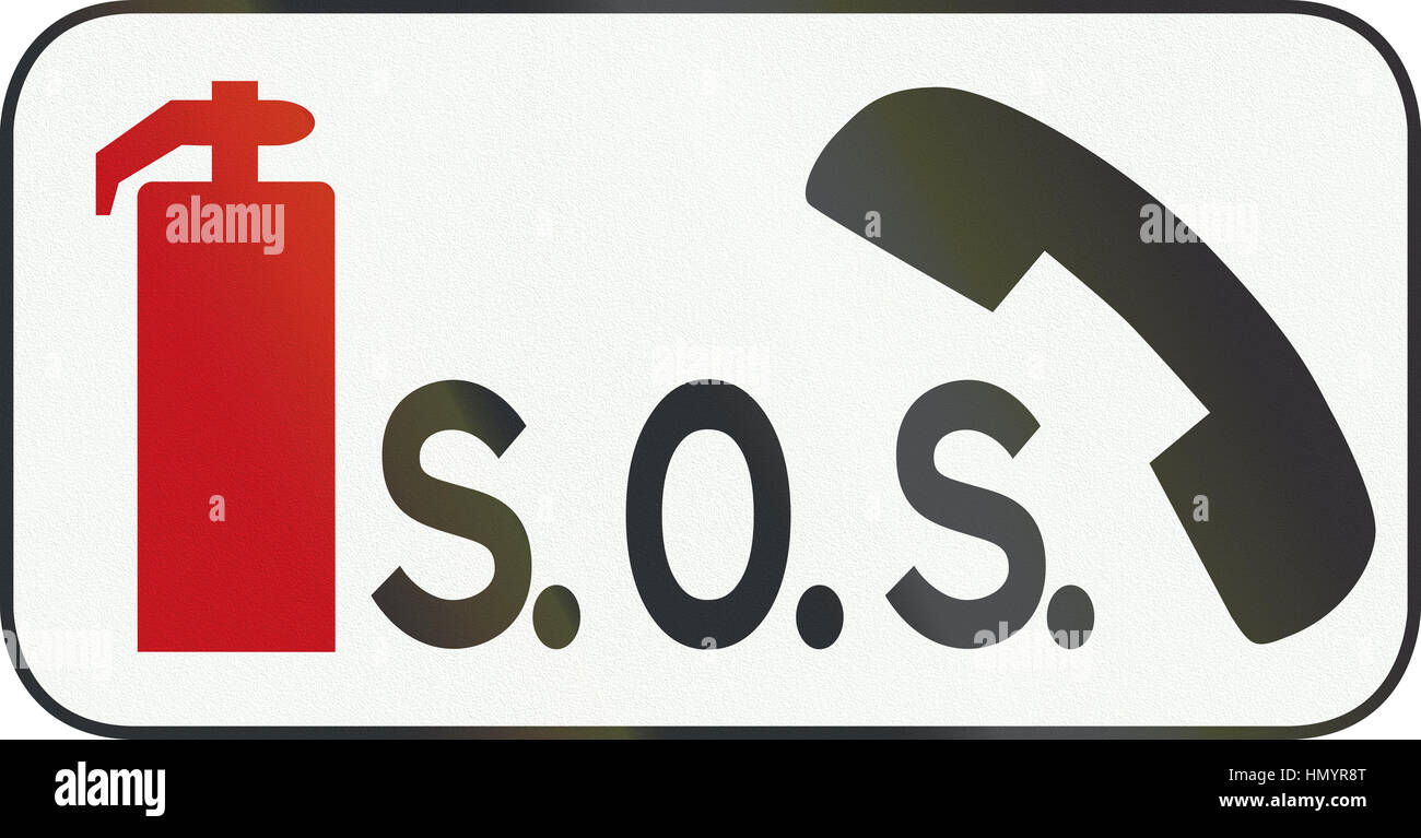 Dutch information road sign - Emergency telephone and fire extinguisher ...