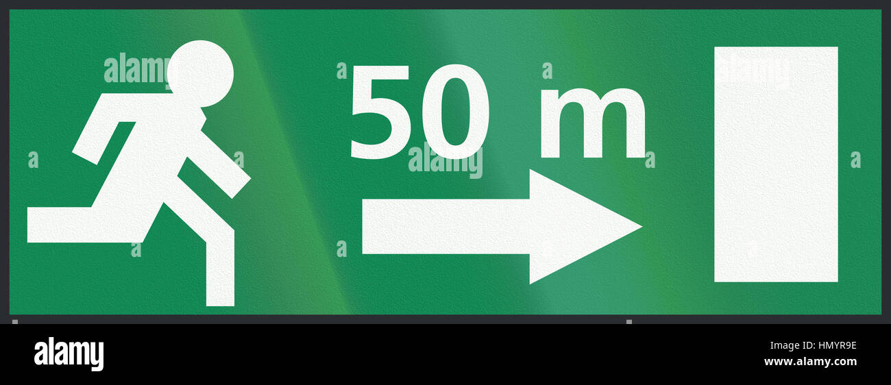 Dutch sign - Emergency exit 50 metres to the right Stock Photo - Alamy