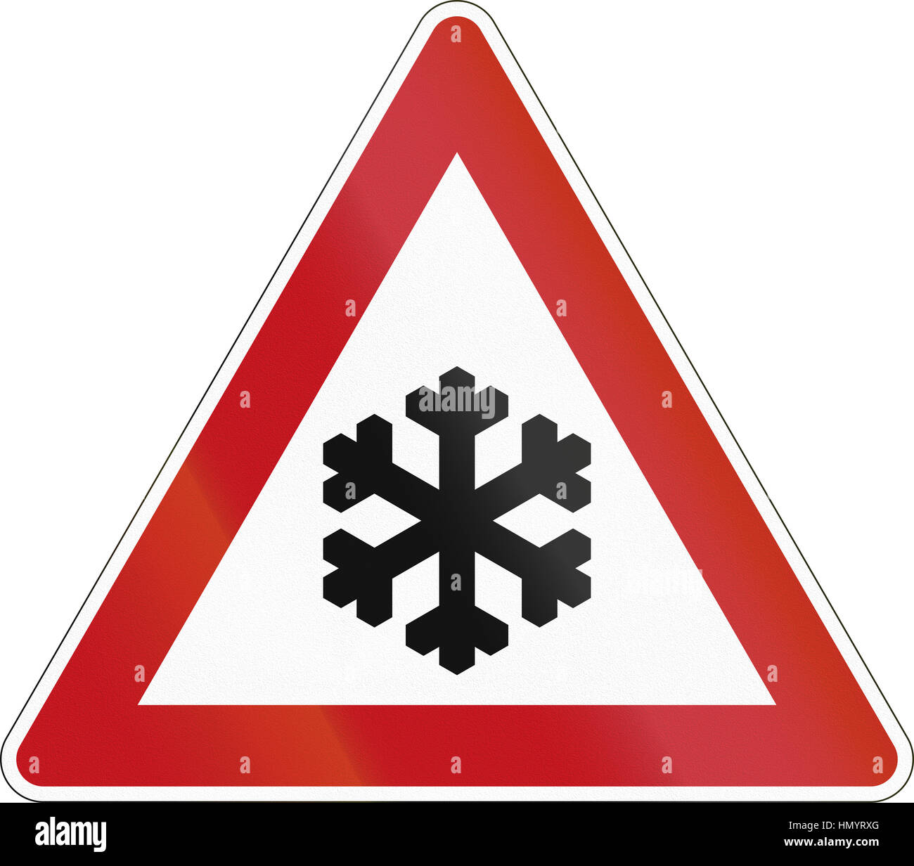A road warning sign in Germany: Ice Stock Photo - Alamy