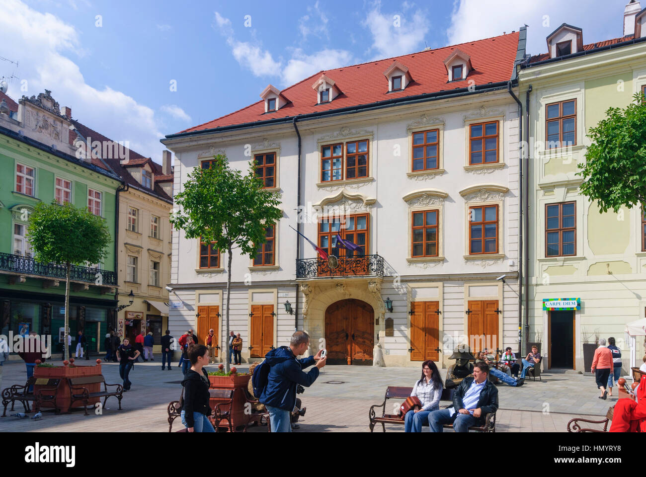 Bratislava (Pressburg): Old town; Main square with a French embassy in ...