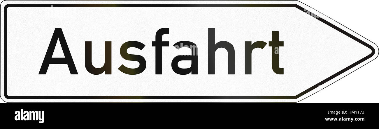 An official German information road sign: Exit Stock Photo - Alamy