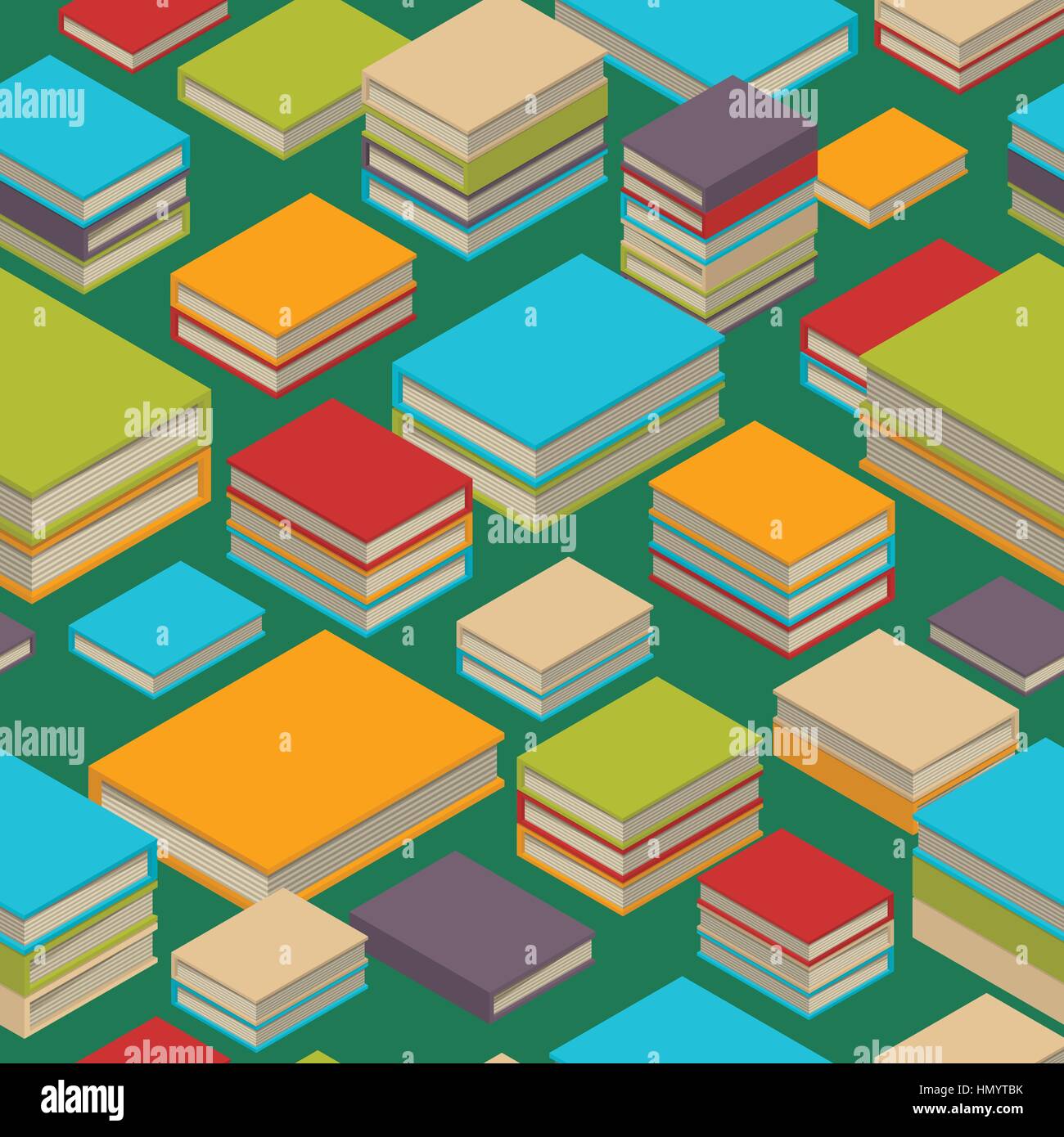 Seamless pattern of books. Isometric flat style Stock Vector Image ...