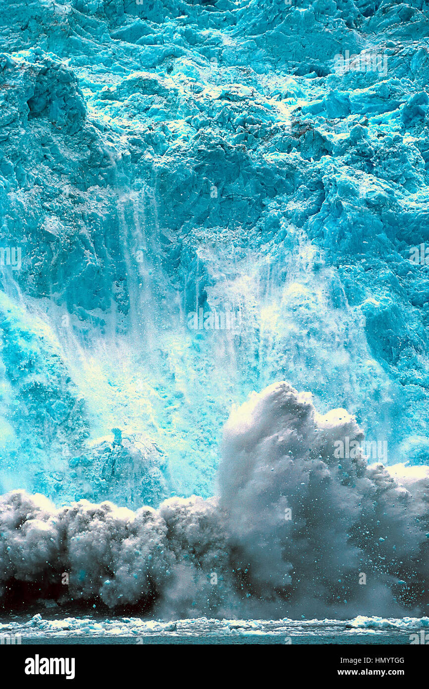 Holgate Glacier calving, Alaska, Seward, Kenai Fjords National Park ...