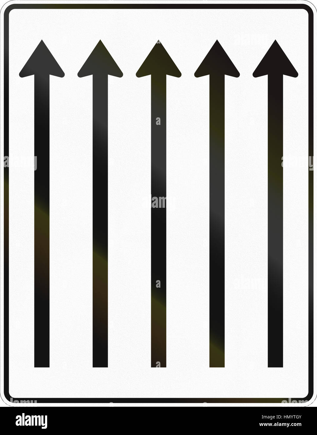 Information sign about lanes in Germany - Five lanes straight Stock ...