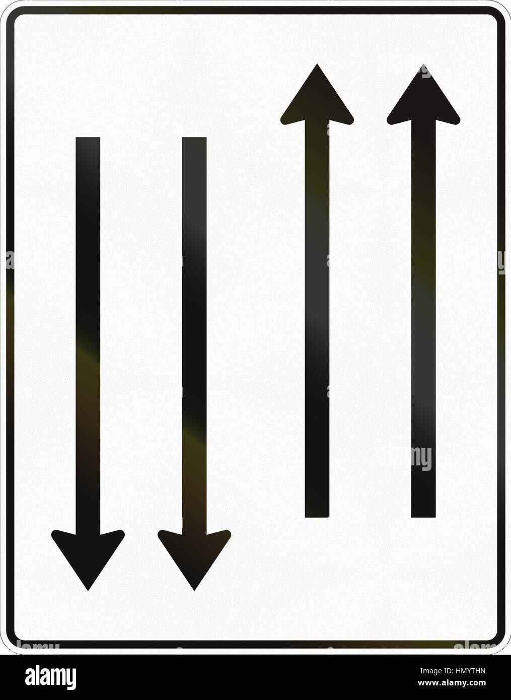 Information sign about lanes in Germany - Two lanes straight with ...