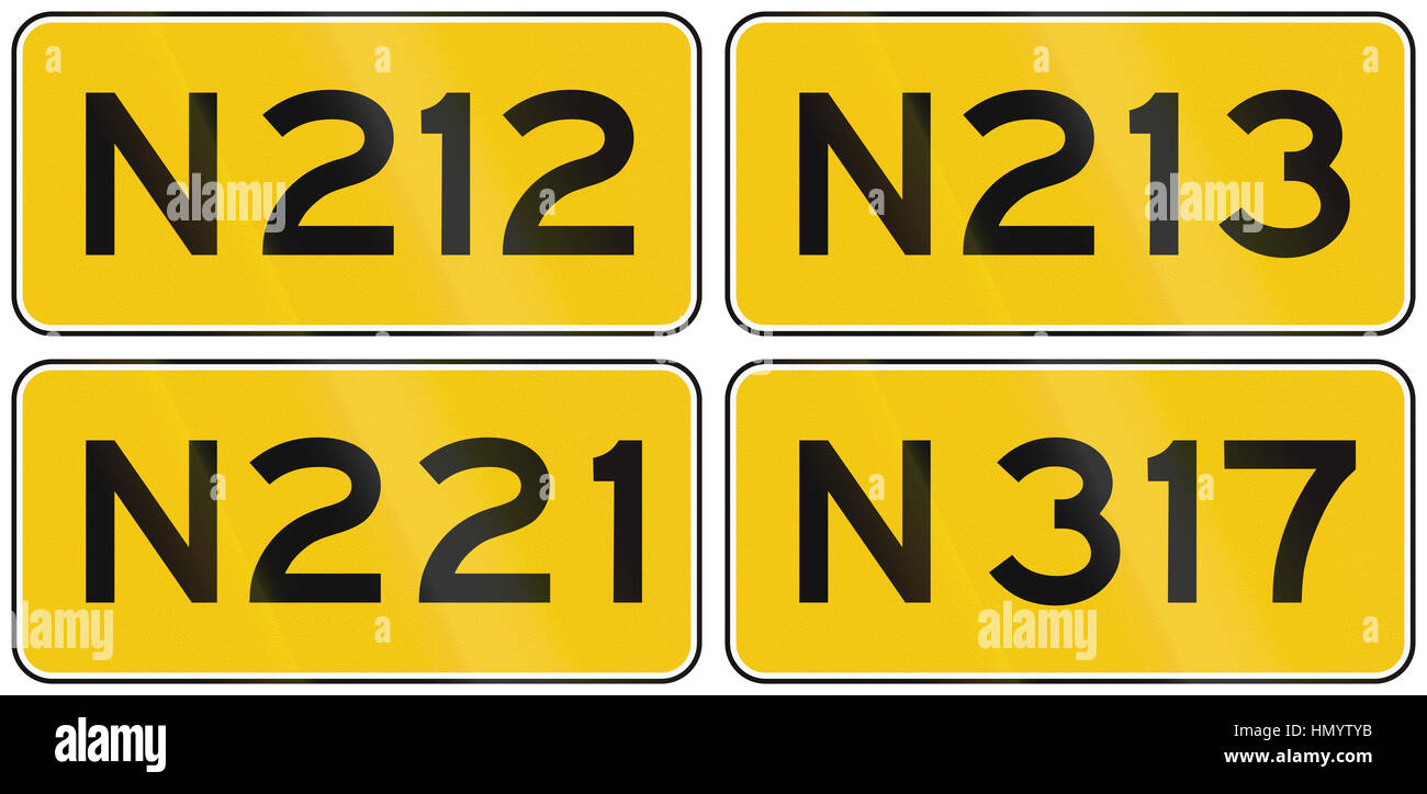 Collection of Dutch road shields of provincial roads Stock Photo - Alamy
