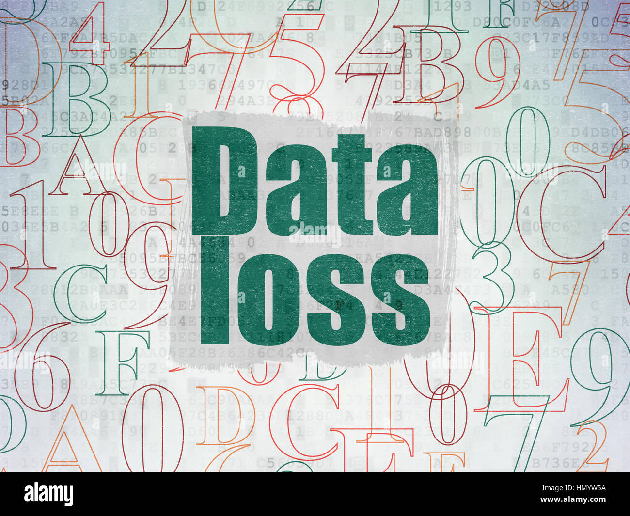 Data concept: Painted green text Data Loss on Digital Data Paper background with Hexadecimal ...