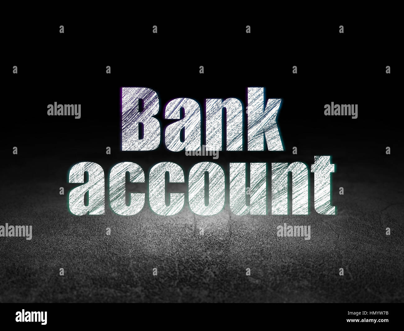 Money concept: Glowing text Bank Account in grunge dark room with Dirty ...