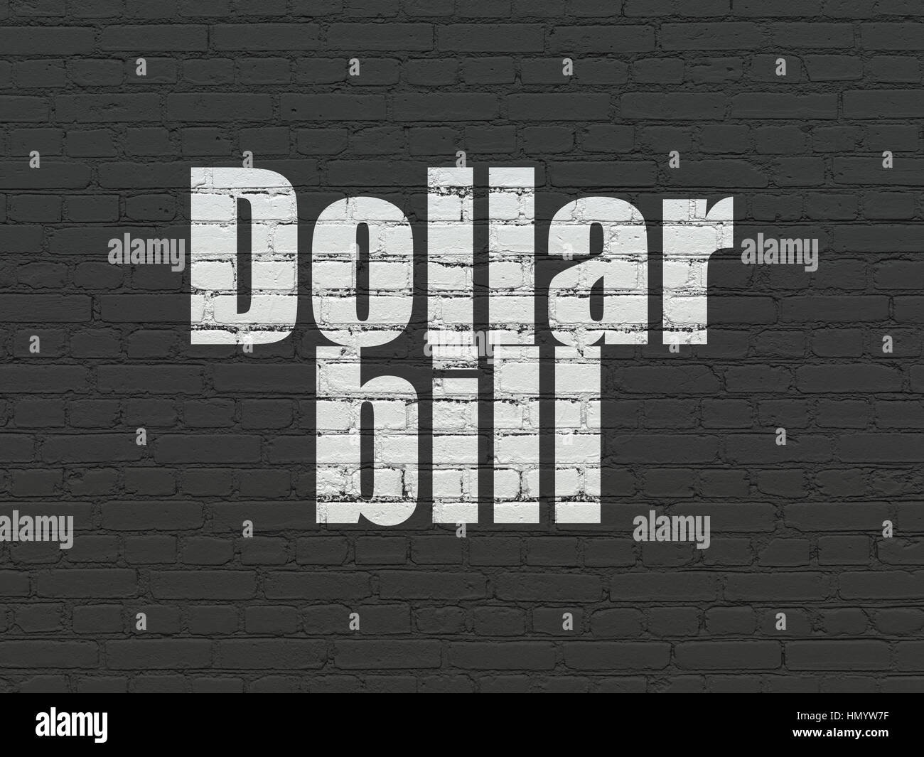 Banking concept: Painted white text Dollar Bill on Black Brick wall ...