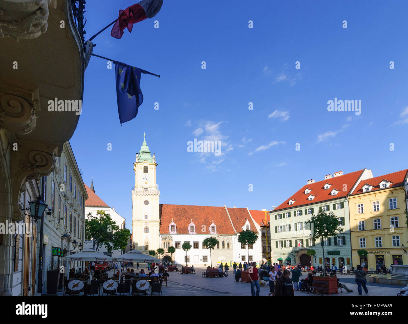 Bratislava (Pressburg): Old town; Main square with Old Town Hall and ...
