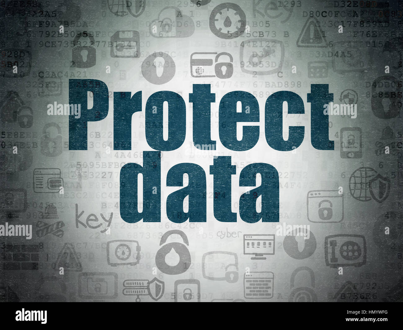 Privacy concept: Painted blue text Protect Data on Digital Data Paper background with Hand Drawn ...