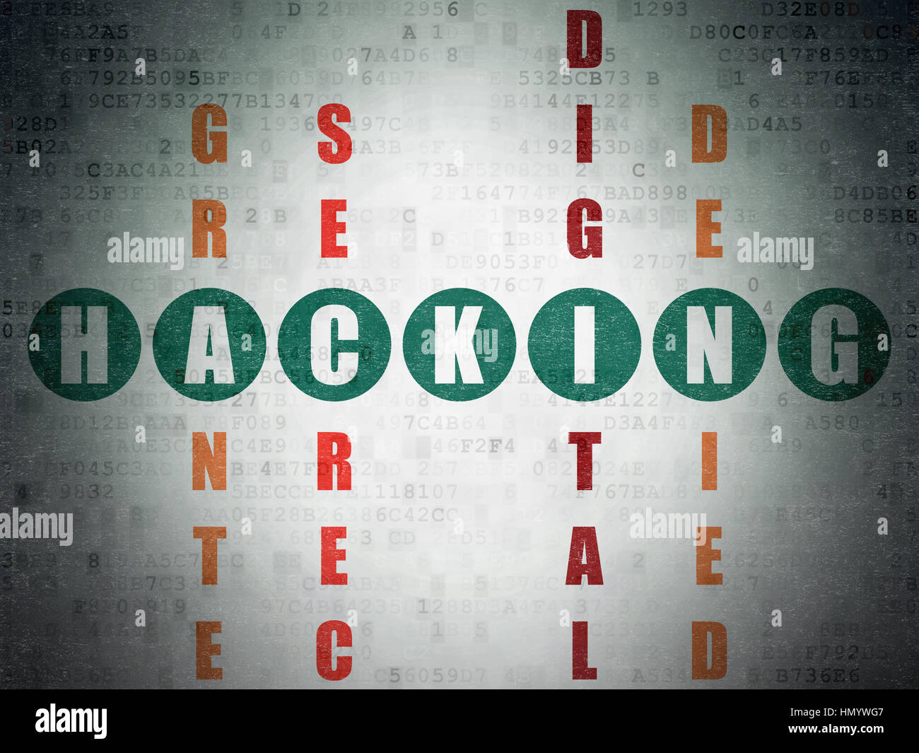 Privacy concept: Painted green word Hacking in solving Crossword Puzzle ...