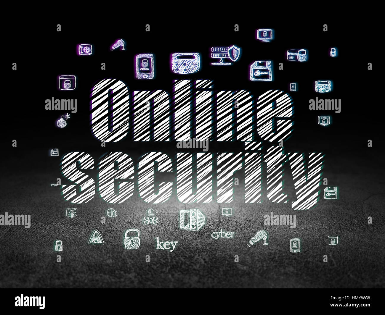 Privacy concept: Glowing text Online Security, Hand Drawn Security ...