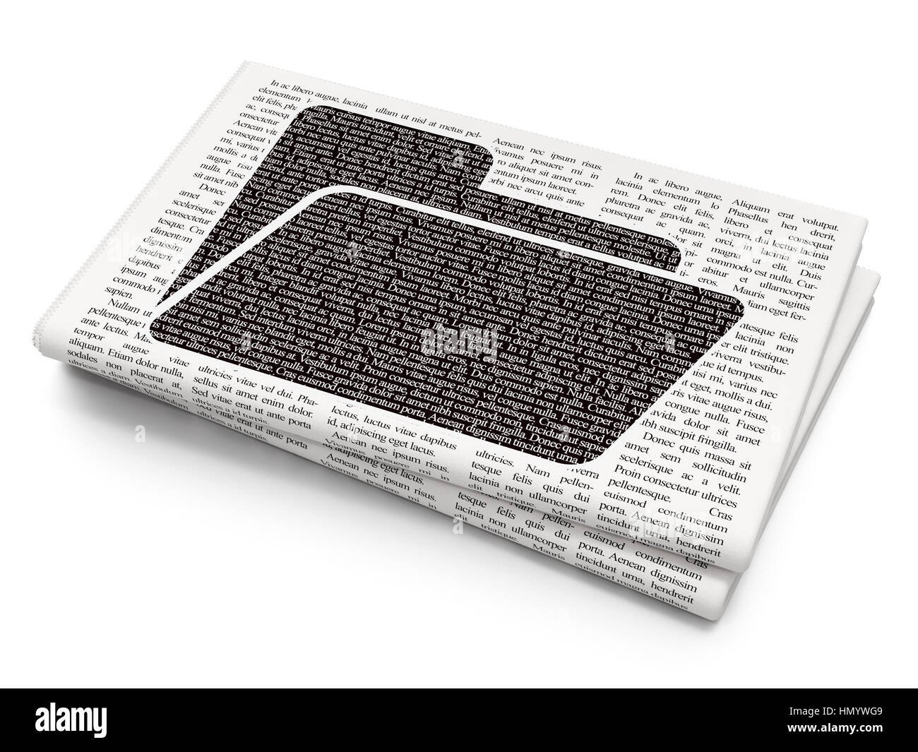 Finance concept: Pixelated black Folder icon on Newspaper background ...