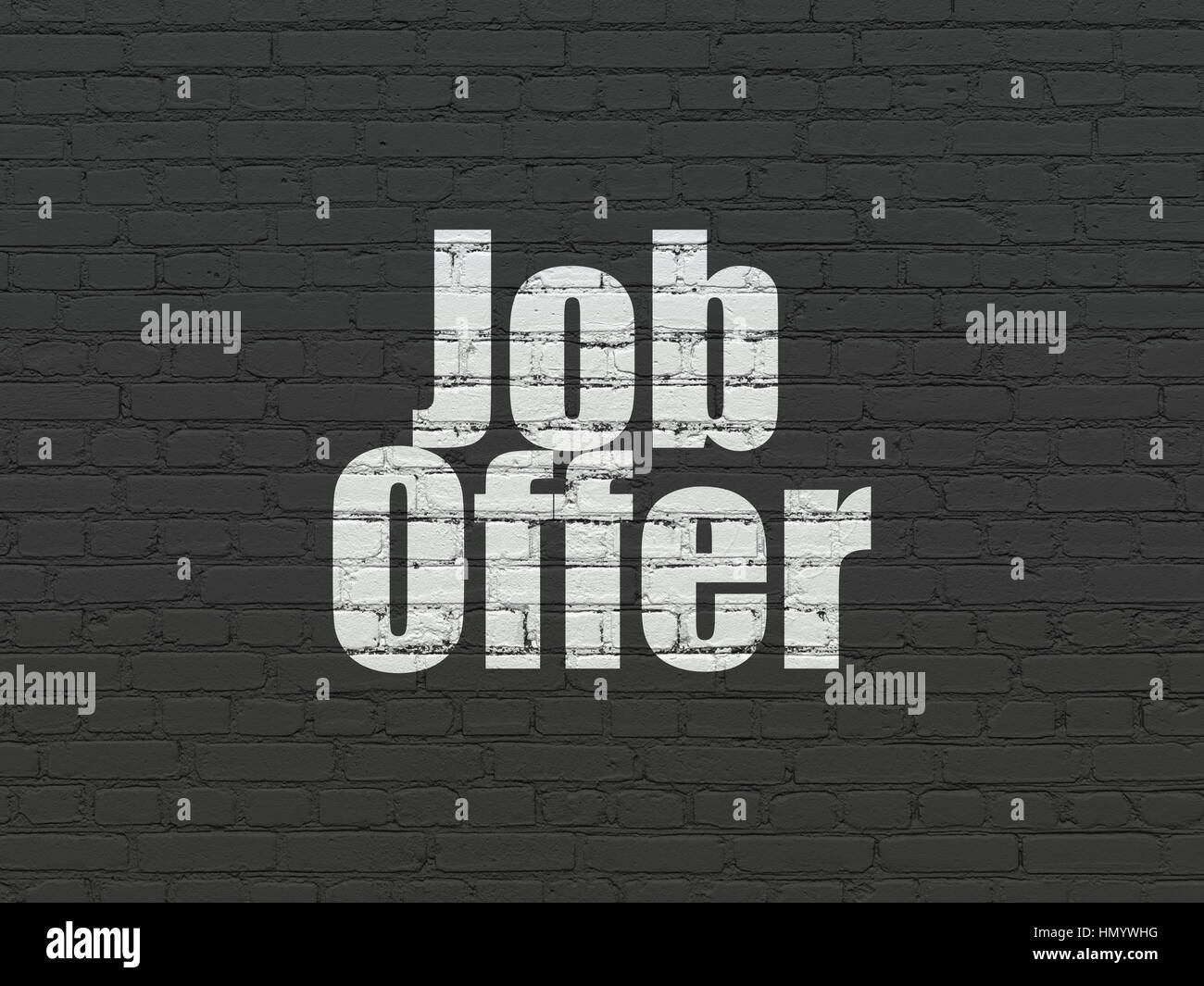 Finance concept: Painted white text Job Offer on Black Brick wall ...