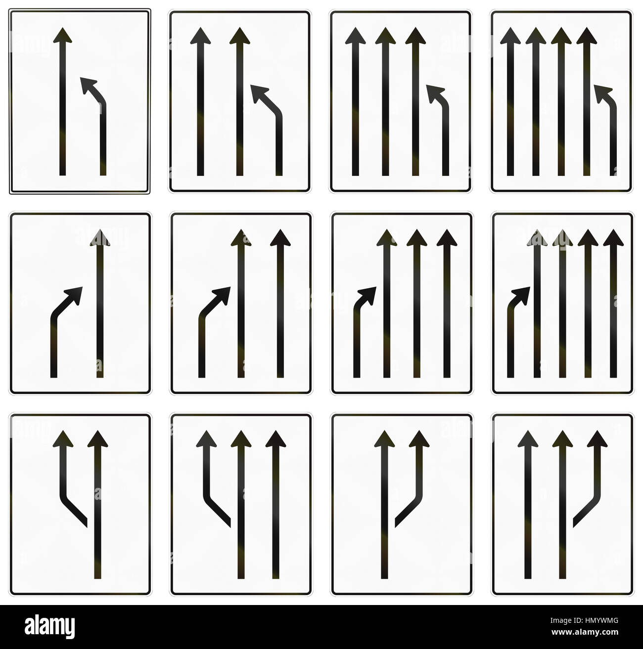Collection of information signs about lanes used in Germany Stock Photo ...