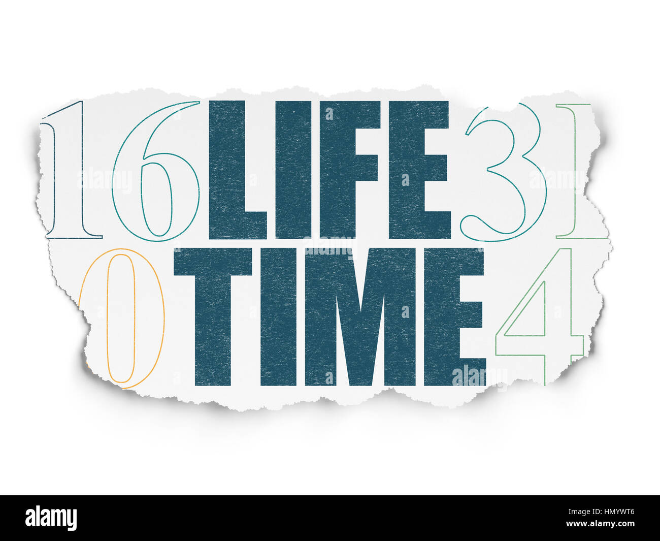 Time concept: Painted blue text Life Time on Torn Paper background with ...