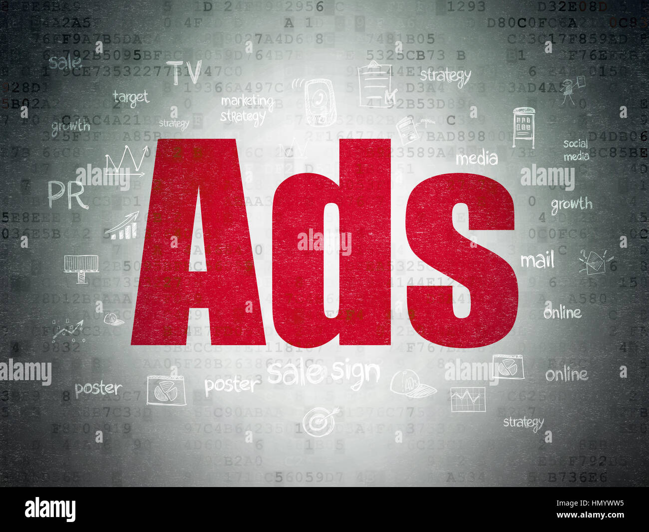 Advertising concept: Painted red text Ads on Digital Data Paper ...