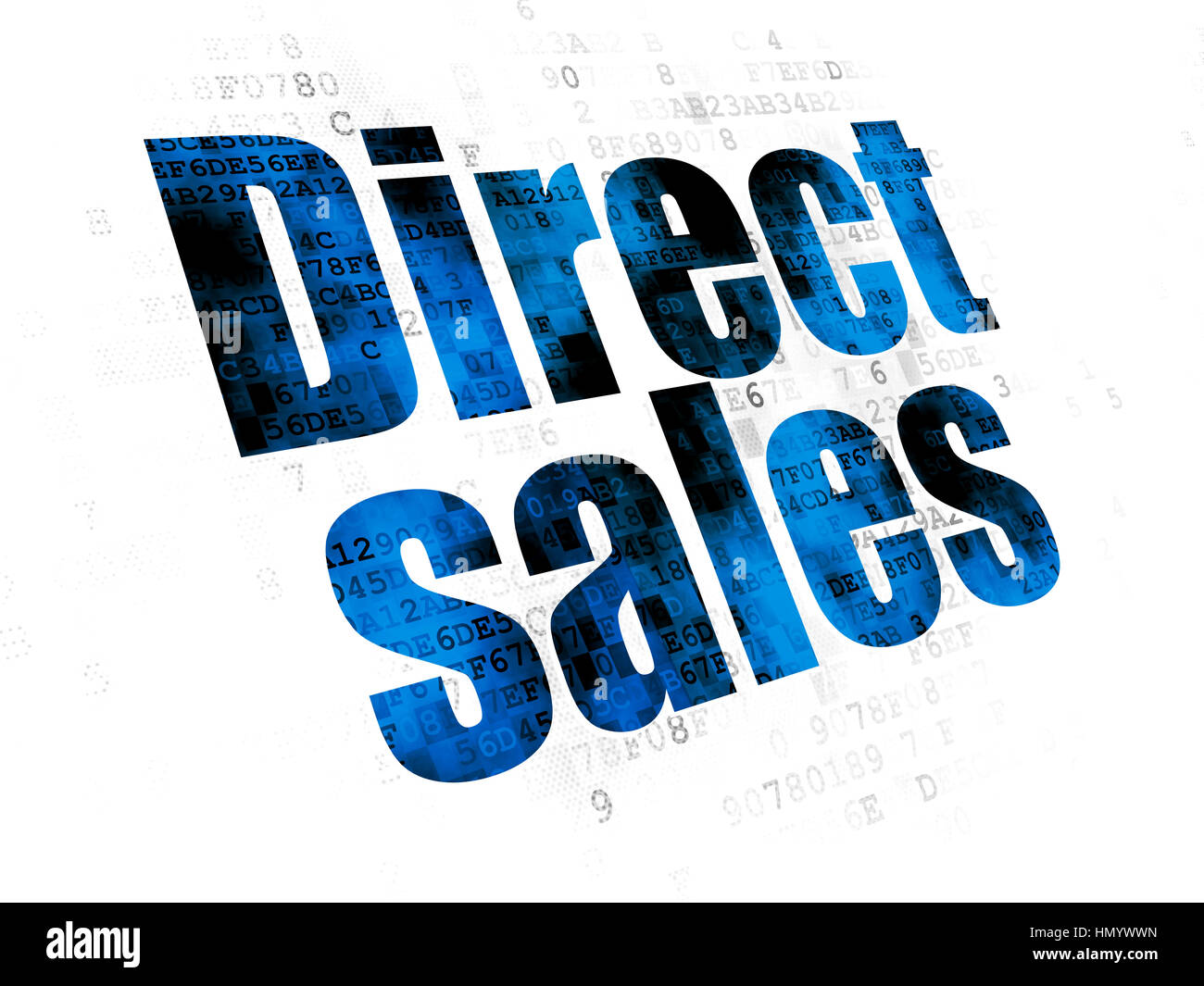 Advertising concept: Pixelated blue text Direct Sales on Digital ...