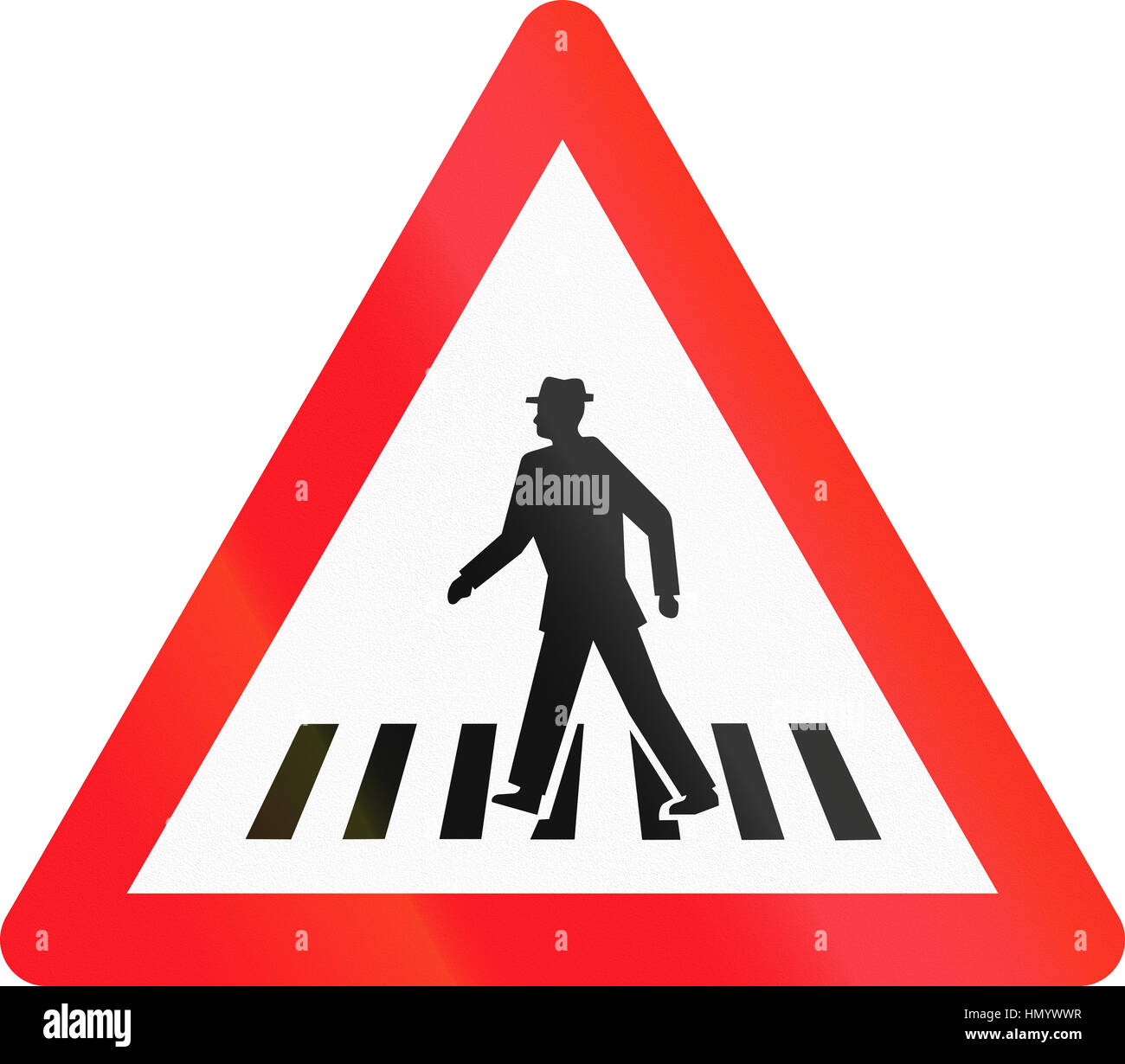 Warning sign used in Switzerland - pedestrian crossing Stock Photo - Alamy