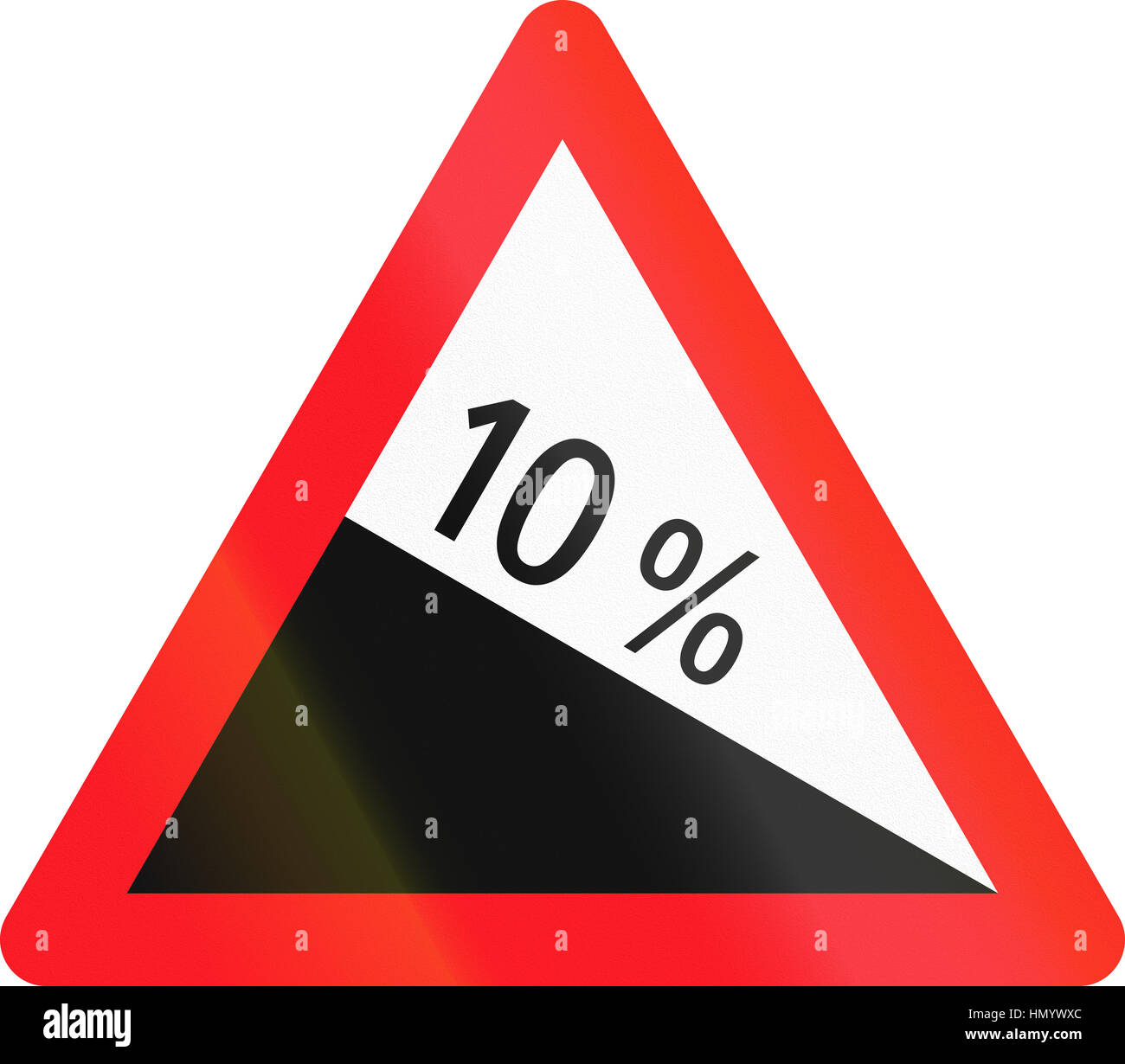 Warning sign used in Switzerland - dangerous downhill grade Stock Photo ...