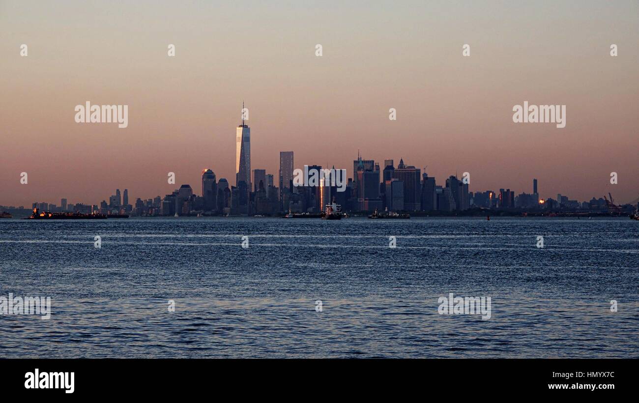 Coastal City Skyline And Ocean Stock Photo - Alamy