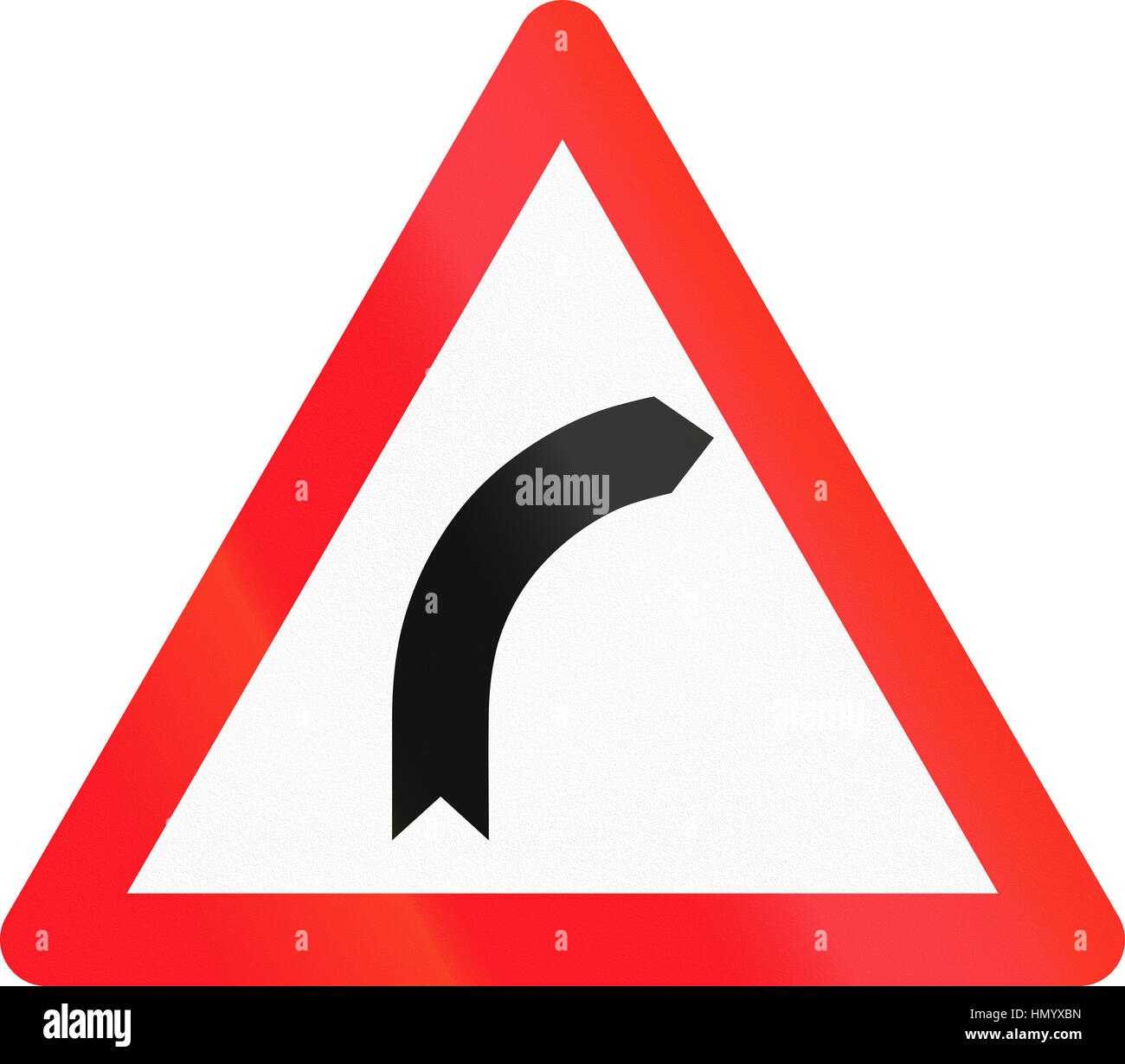 Warning sign used in Switzerland - right hand bend Stock Photo - Alamy