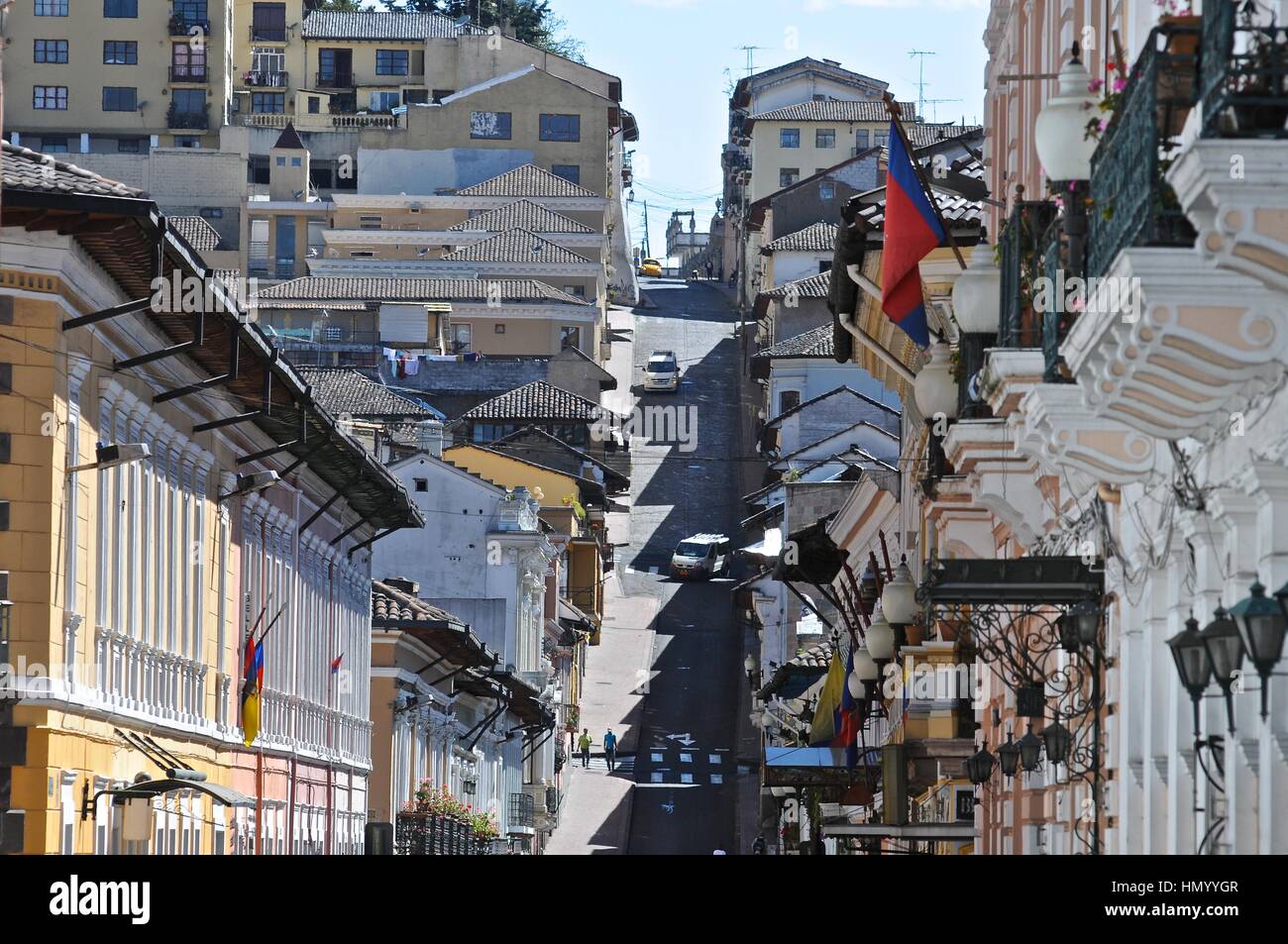 Street of the Seven Crosses. Quito´s historic center Stock Photo - Alamy