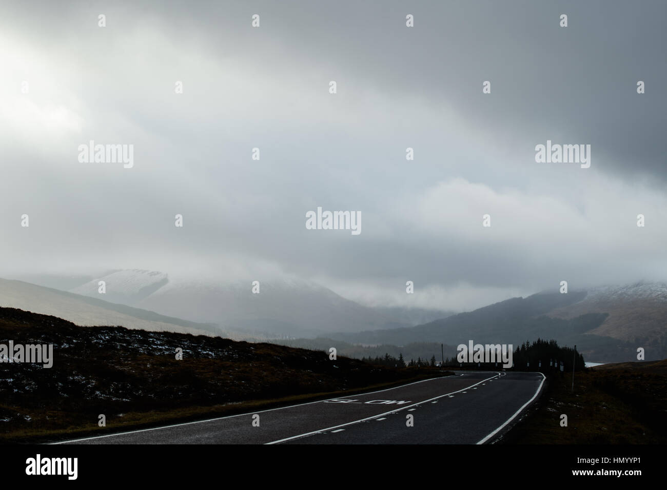 The A85 road, Rannoch moor, the highlands, Scotland, Britain Stock ...