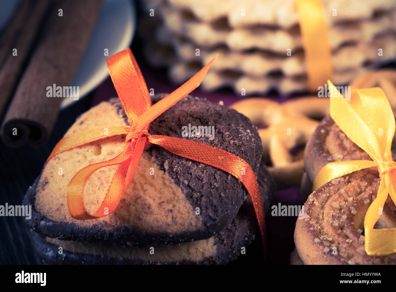 Cookies and biscuits for celebration on wooden table Stock Photo - Alamy