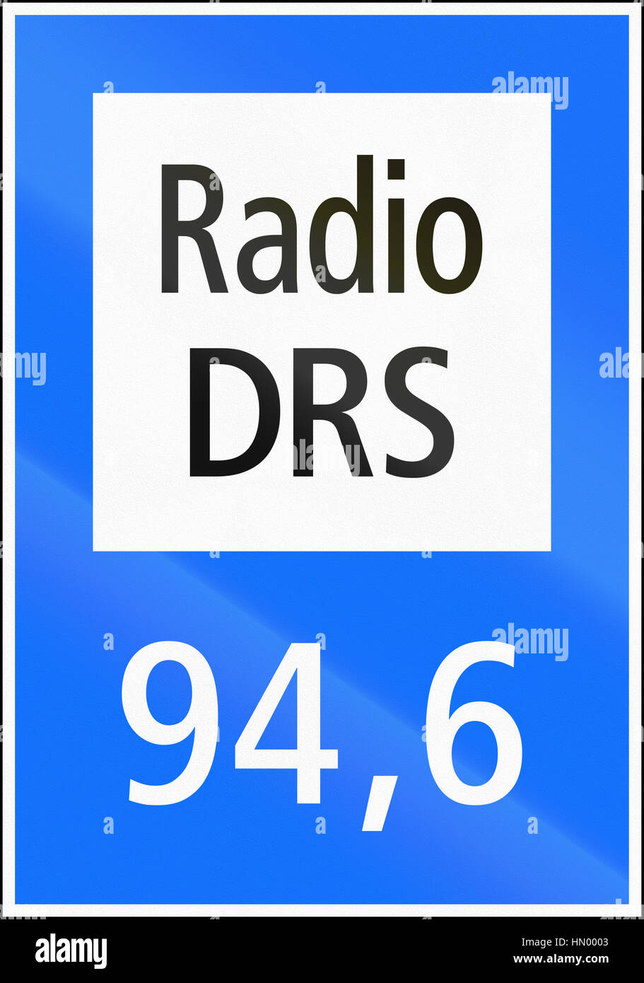 Road sign used in Switzerland - Local radio information Stock Photo - Alamy