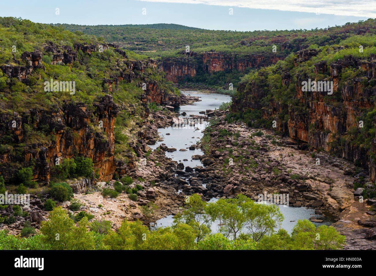 The Mitchell River winds it's way through a sandstone gorge in the ...