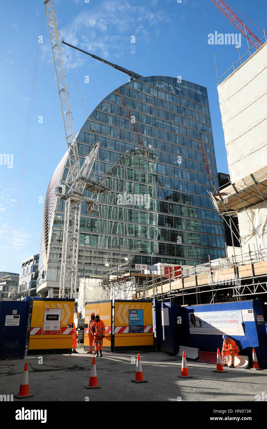 A view of the Crossrail construction site at Moorgate Underground ...