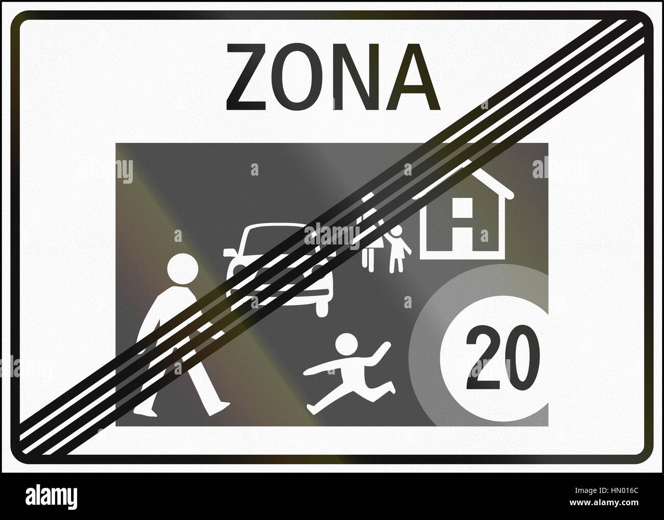 Road sign used in Switzerland - End of home zone Stock Photo - Alamy