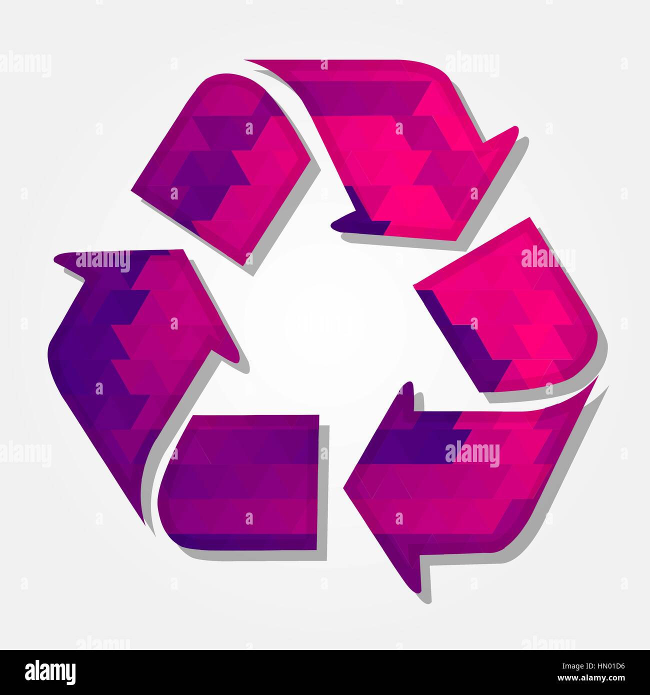 Recycle symbol with a colored triangles forming a gradient, purple to ...