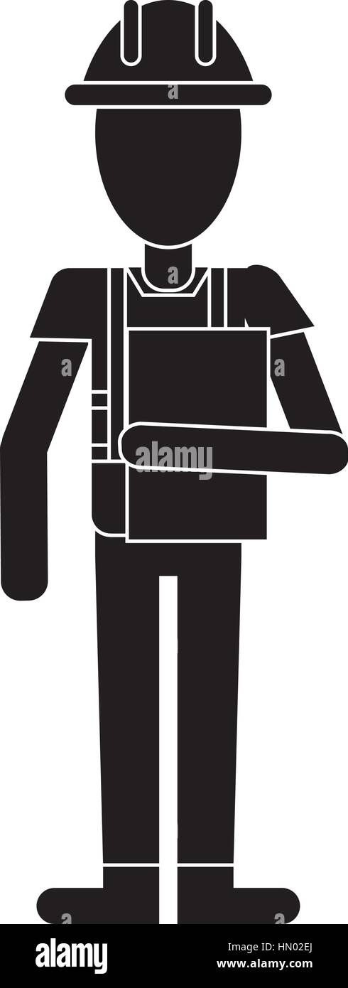 construction man overalls clipboard pictogram Stock Vector Image & Art ...